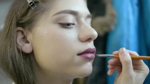Make Up Artist And Beautiful Model Brune... | Stock Video | Pond5