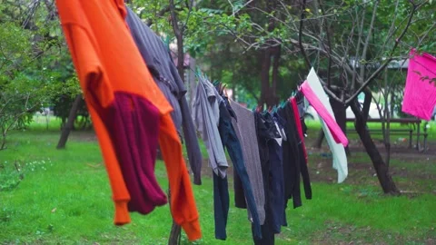 Makeshift Clothesline in Slums 4K | Stock Video | Pond5