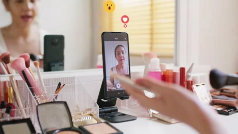 Makeup tutorial on morning routine young... | Stock Video | Pond5