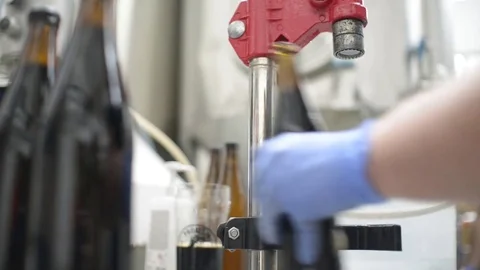 Making Craft Beer in a Brewery - Bottles... | Stock Video | Pond5