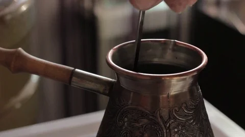 Making traditional turkish coffee in vin... | Stock Video | Pond5