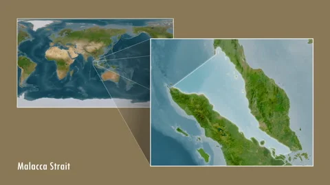 Malacca Strait. Satellite map. Patterson... | Stock Video | Pond5