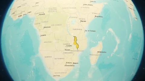 Malawi Map On Earth Globe - Flat Style | Stock Video | Pond5