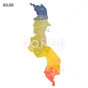 Malawi political map of administrative divisions Illustration #249800168