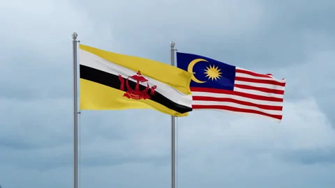 Malaysia and Brunei flag | Stock Video | Pond5
