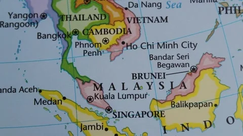 Malaysia on a map. Political map of Mala... | Stock Video | Pond5