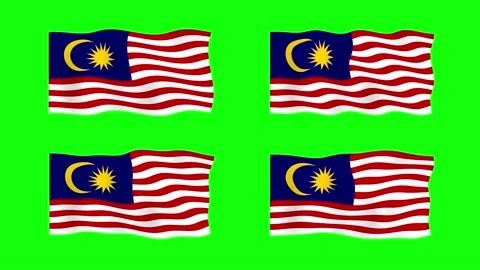 Malaysia Waving Flag 2D Animation on Gre... | Stock Video | Pond5