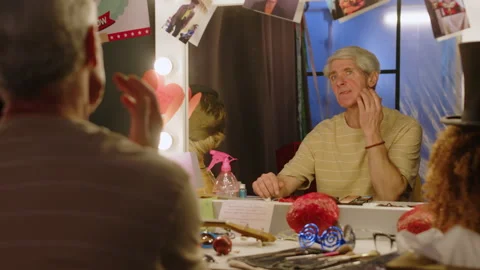 Male Actor Applying Makeup in Circus Dre... | Stock Video | Pond5
