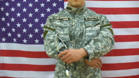 Male army doctor with stethoscope on ame... | Stock Video | Pond5