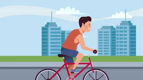 male athlete in bicycle character animat... | Stock Video | Pond5