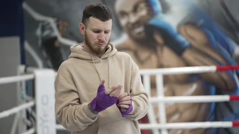 Male boxer during training in the gym. P... | Stock Video | Pond5
