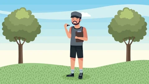 male coach sport character animation | Stock Video | Pond5