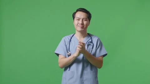 Male Doctor With Stethoscope Clapping Hi... | Stock Video | Pond5