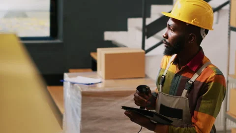 Male employee scanning barcodes | Stock Video | Pond5