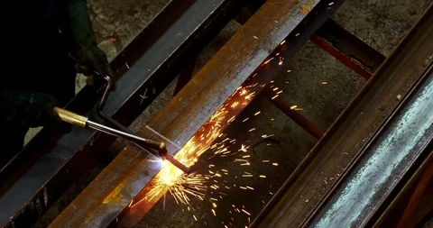 Male engineer using welding torch 4k | Stock Video | Pond5