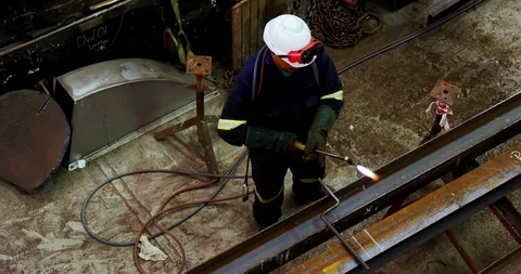 Male engineer using welding torch 4k | Stock Video | Pond5