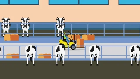 Male farmer driving a fork lift 2d carto... | Stock Video | Pond5