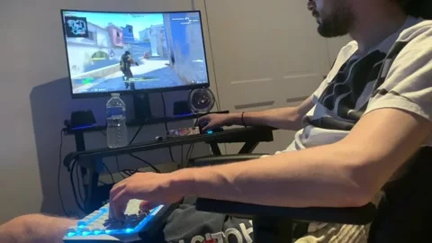 Male Gamer Playing PC with Monitor | Stock Video | Pond5