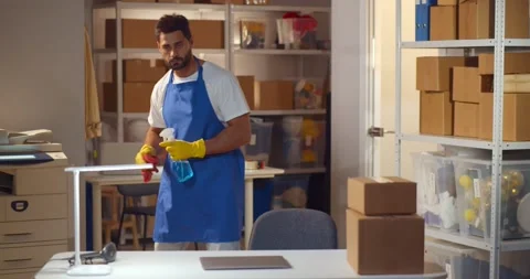 Male hacker in janitor uniform steal inf... | Stock Video | Pond5