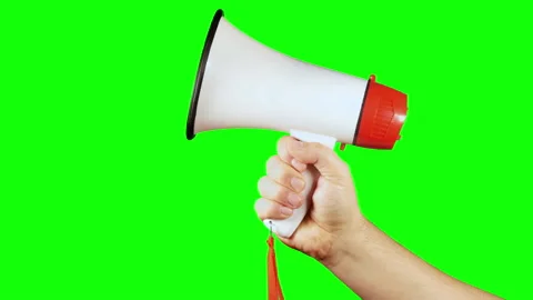 male hand holding megaphone green screen... | Stock Video | Pond5