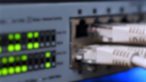 Male Hand Inserts The Red Data Lan Cable... | Stock Video | Pond5