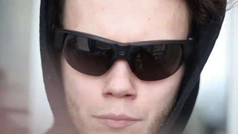 male intelligence agent, spy in black gl... | Stock Video | Pond5