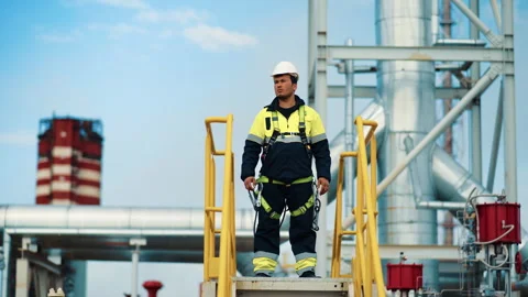 Male metalworker in safety helmet unifor... | Stock Video | Pond5