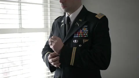 Male military officer putting on formal ... | Stock Video | Pond5