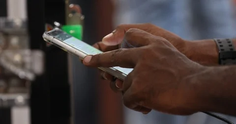 Male Model hands with cell phone | Stock Video | Pond5
