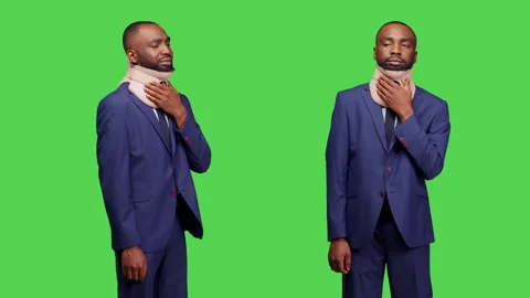Male model with injury using cervical ne... | Stock Video | Pond5