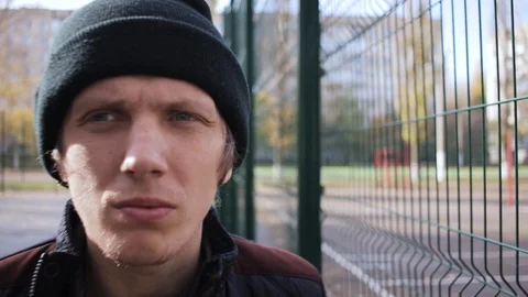 .Male not happy face close up. in the af... | Stock Video | Pond5