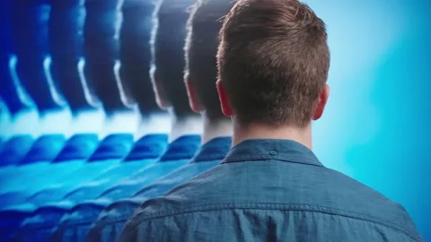 Male person portrait from back move left... | Stock Video | Pond5