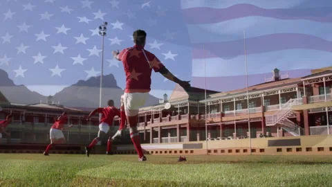 Male player kneeling and adjusting ball ... | Stock Video | Pond5