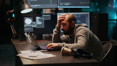 Male programmer falling asleep on office... | Stock Video | Pond5