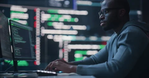 Male Programmer Writing Code Surrounded ... | Stock Video | Pond5