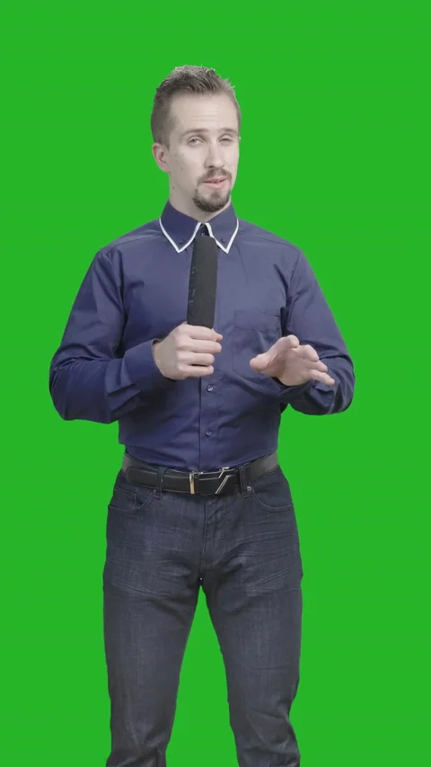 Male reporter in elegant blue shirt with... | Stock Video | Pond5