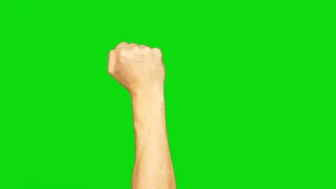 Male rising fist up on right hand isolat... | Stock Video | Pond5