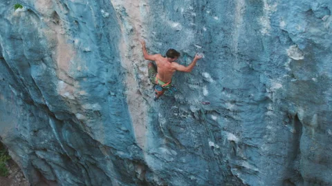 male rock climber on a difficult route. ... | Stock Video | Pond5