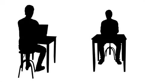 Male Silhouette Typing Laptop Computer F... | Stock Video | Pond5