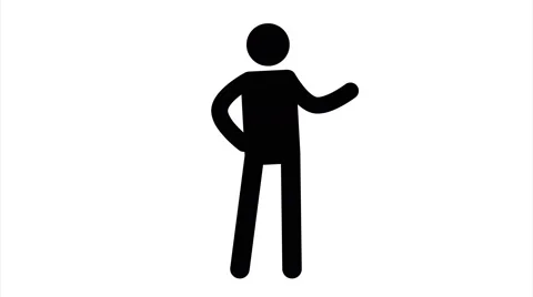 Male stick figure character waves, intro... | Stock Video | Pond5