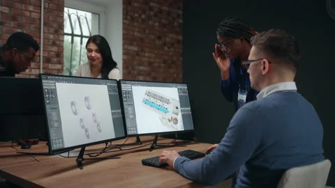 male white engineer creating 3D model of... | Stock Video | Pond5