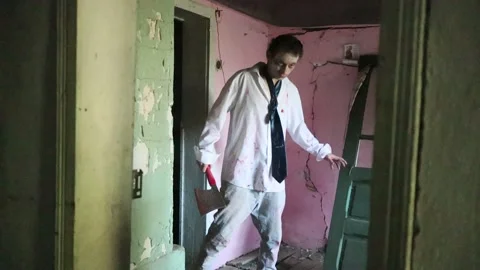 Male Zombie scene, ruined area countrysi... | Stock Video | Pond5