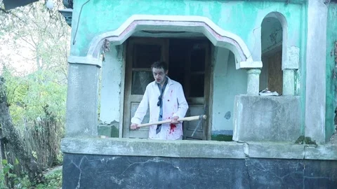 Male Zombie scene, ruined area countrysi... | Stock Video | Pond5