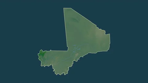 Mali map - cartoon. Regions. Physical. | Stock Video | Pond5