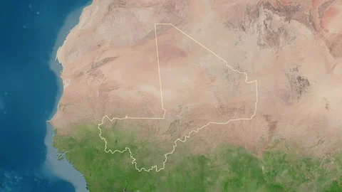 Mali map - drive. Border. Satellite. | Stock Video | Pond5