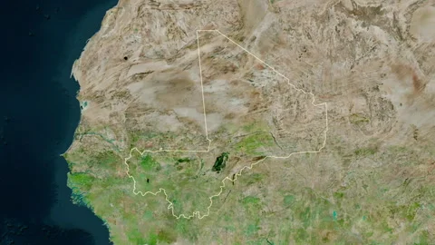Mali map - drive. Border. Satellite. | Stock Video | Pond5