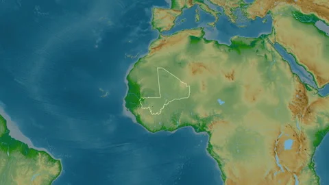 Mali map - glide. Border. Physical. | Stock Video | Pond5