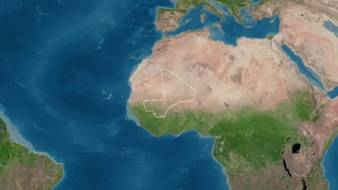 Mali map - glide. Border. Satellite. | Stock Video | Pond5