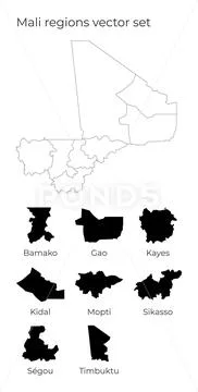 Mali map with shapes of regions. Blank vector map of the Country with ...