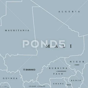 Mali political map Stock Illustration ~ Graphic #77581836